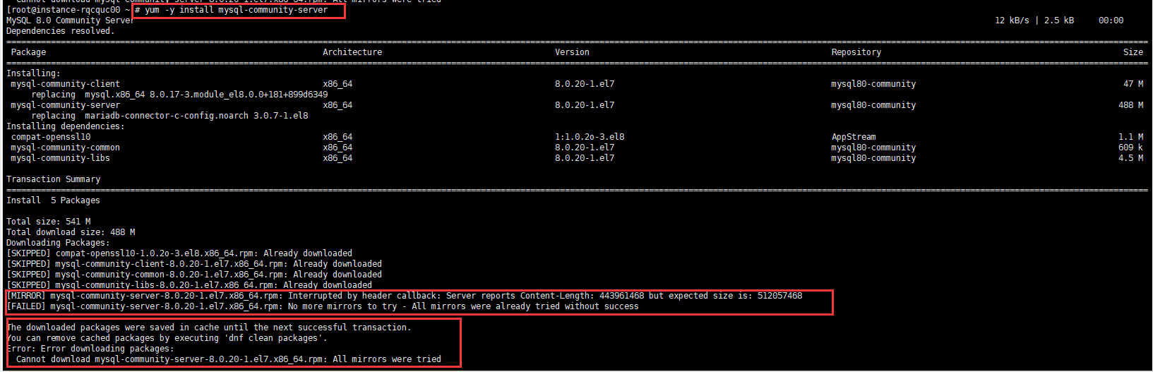 mysql安装报错_no more mirrors to try - all mirrors were already -CSDN博客