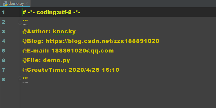 【python】Pycharm创建py文件时,自动添加文件头, # -*- coding:utf-8 -*-_python 增加coding 头-CSDN博客