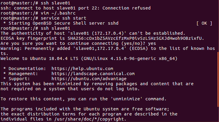 master无法连接slava01和slave02：ssh: connection to host slave01 port 22: Connection refused_slave01 ...