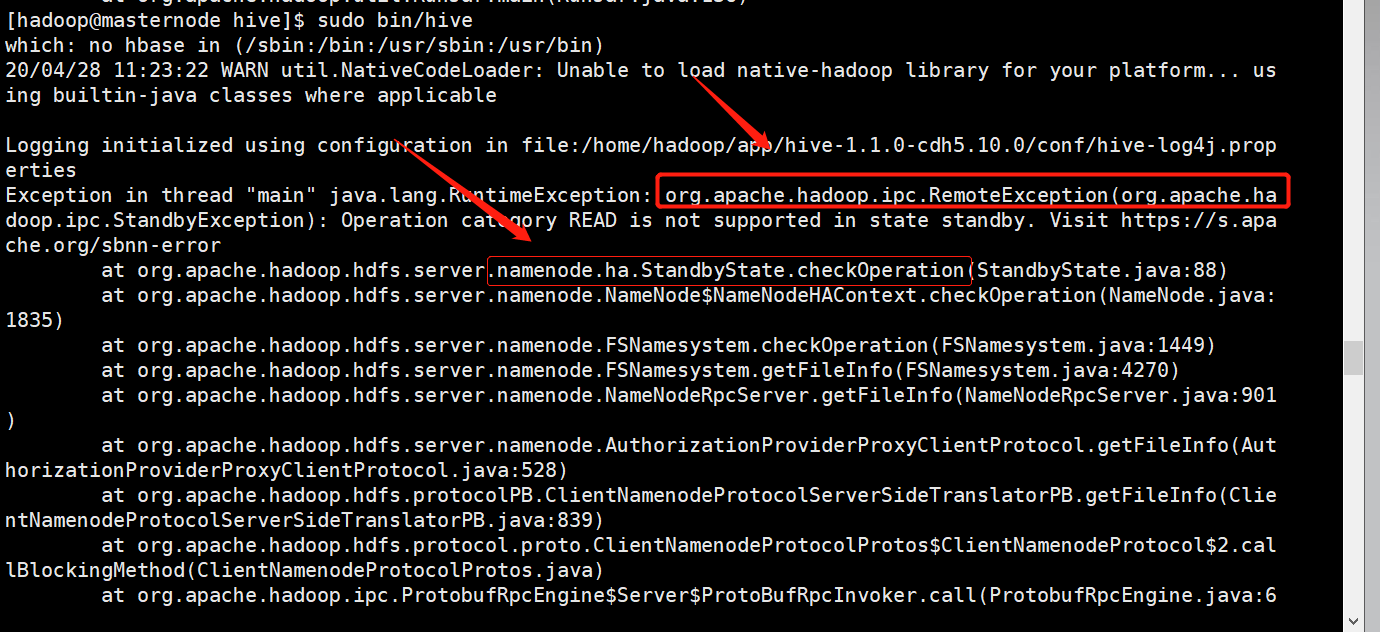 Hive启动时出现 Org Apache Hadoop Ipc Remoteexception Org Apache Hadoop Ipc Standbyexception 大数据 Csdn专栏