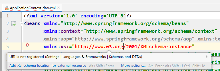 idea Spring中xmlns:xsi="http://www.w3.org/2001/XMLschema-instance"链接报红_idea beans.xmlxsi报红-CSDN博客