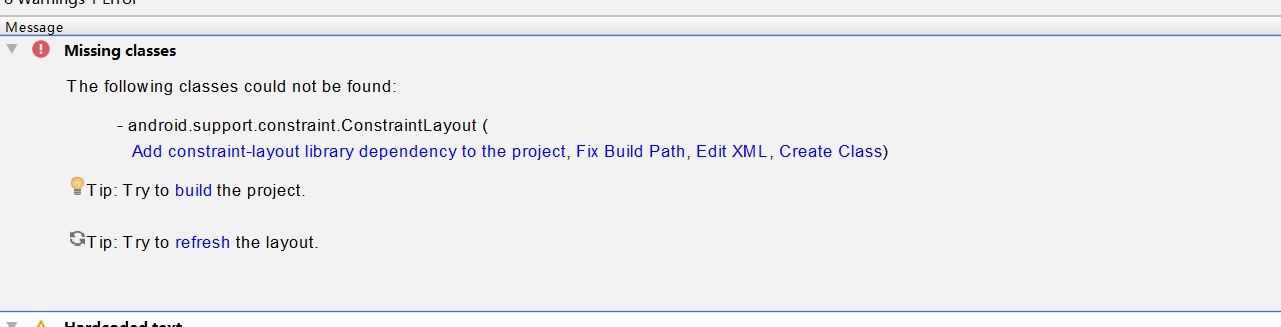 解决missing class的找不到constraintLayout类的问题_missing classes-CSDN博客