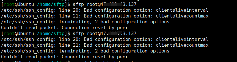 sftp/ssh报错：/etc/ssh/ssh_config: line 20: Bad configuration option: clientaliveinterval-CSDN博客