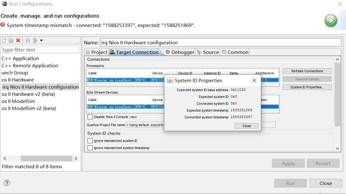 Nios II使用过程中遇到的一些问题1_system timestamp mismatch-CSDN博客