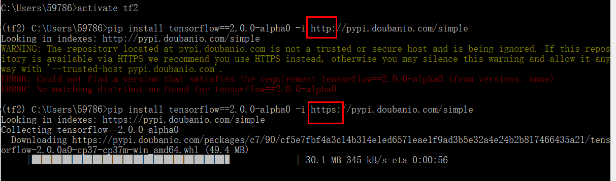 win10+python3.7+tensorflow2.0 cpu安装 豆瓣镜像源出错-CSDN博客