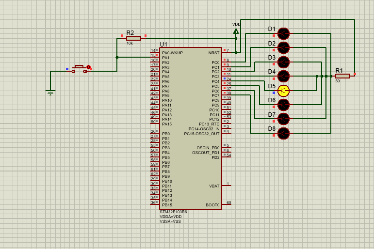 2、Proteus仿真STM32外部EXTI中断、按键中断控制led流水灯的亮灭。_学者-老栋的博客-CSDN博客_stm32外部中断控制led灯亮灭