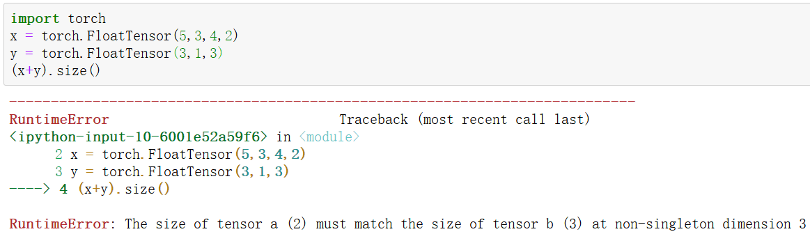The size of tensor a (x) must match the size of tensor b (y) at non-singleton dimension z_the ...