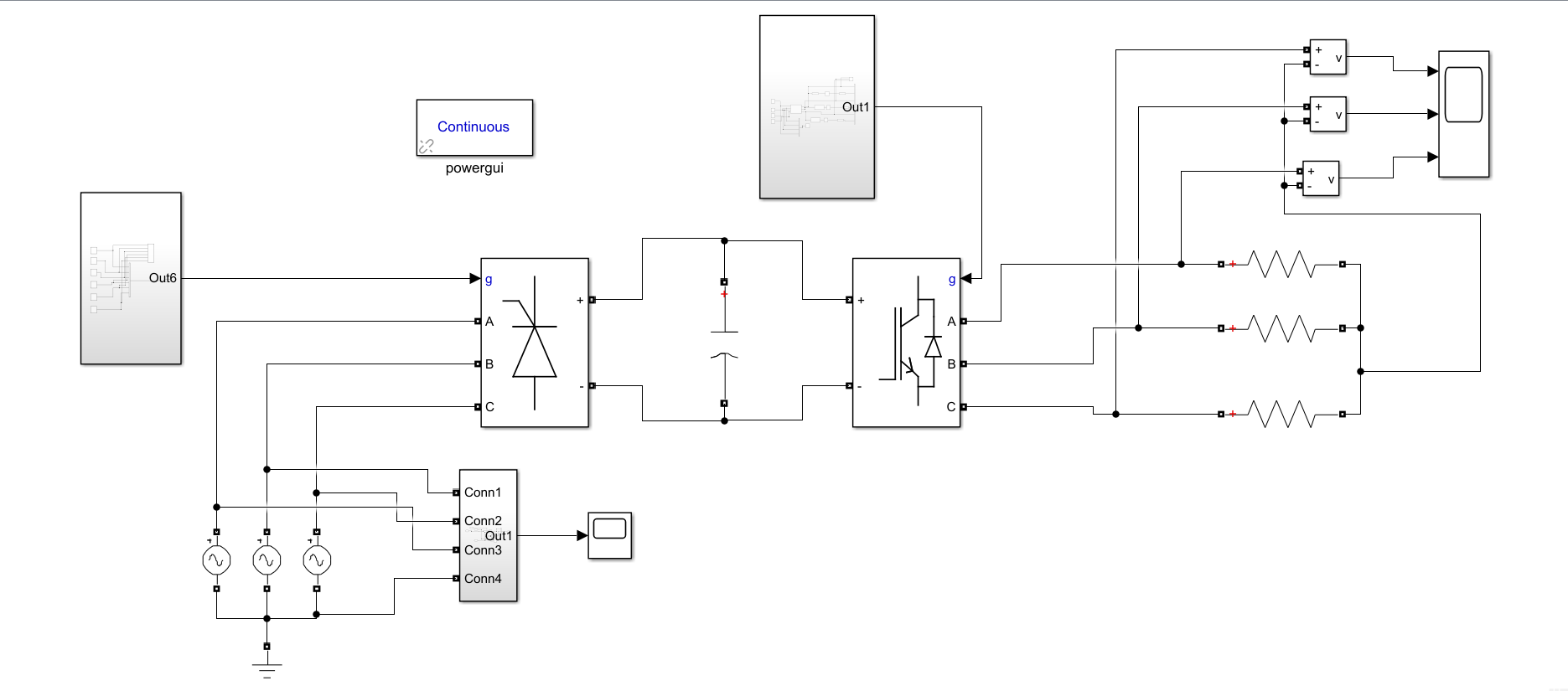 三相全桥电压型PWM逆变器（交直交）Simulink仿真_simulink仿真 三相交流——直流——交流电路-CSDN博客
