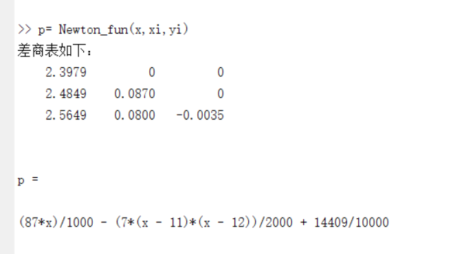 牛顿（Newton）插值法的Matlab实现_newton插值法matlab-CSDN博客