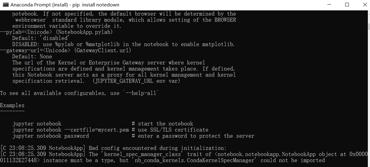 关于jupyter notebook启动时一些报错_bad config encountered during initialization: the -CSDN博客