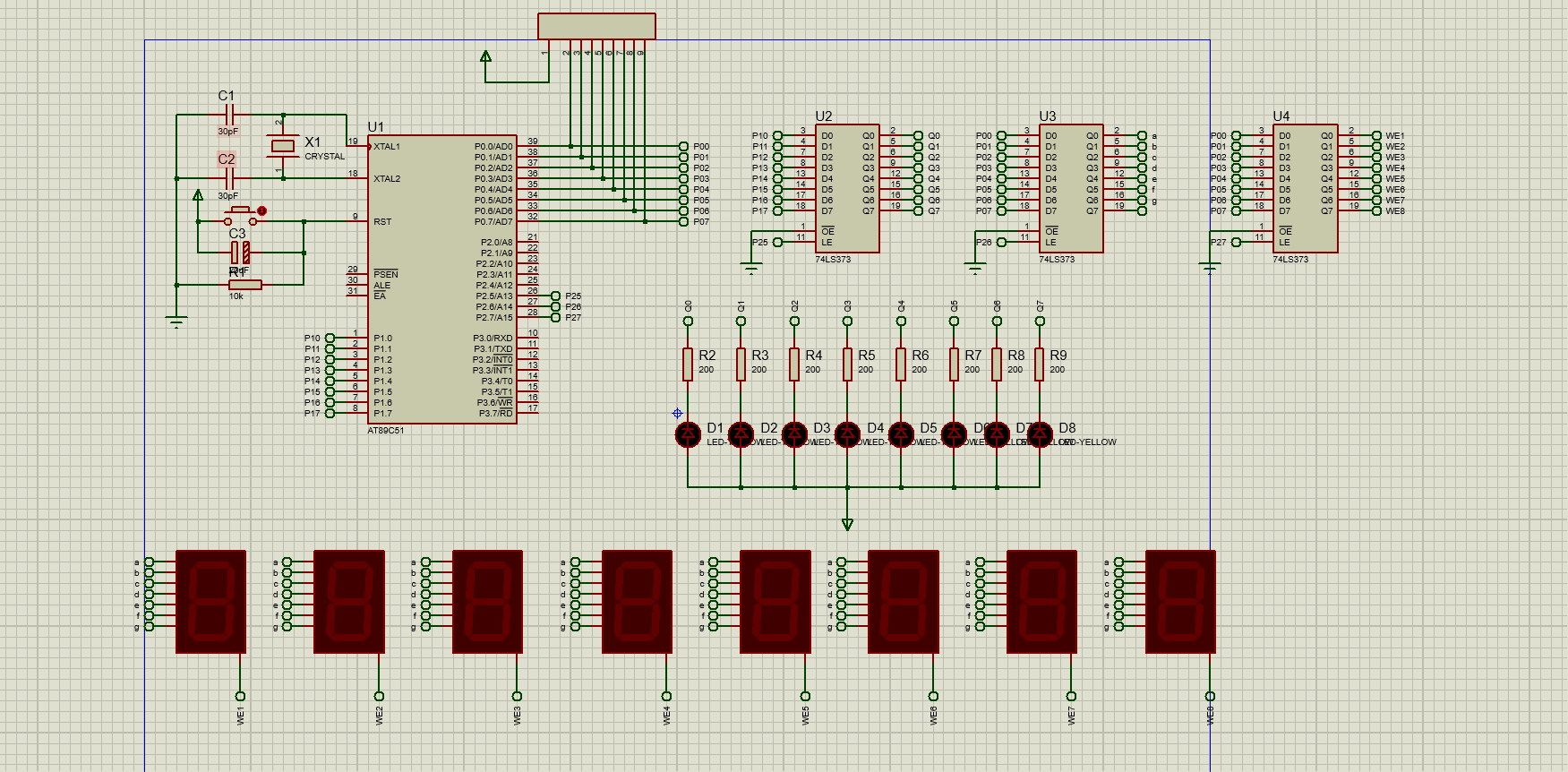 利用74LS373对 LED 和数码管分别进行控制，数码管显示所亮 LED 的位置-CSDN博客
