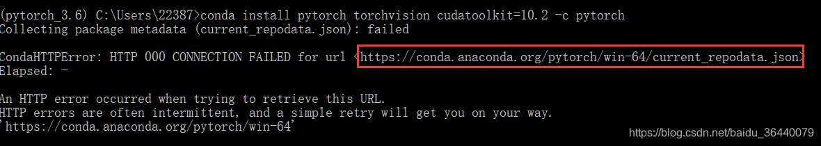 Windows系统从清华镜像源anaconda安装pytorch方法及报错处理办法anaconda下载pytorch时因为中文路径报错 Csdn博客