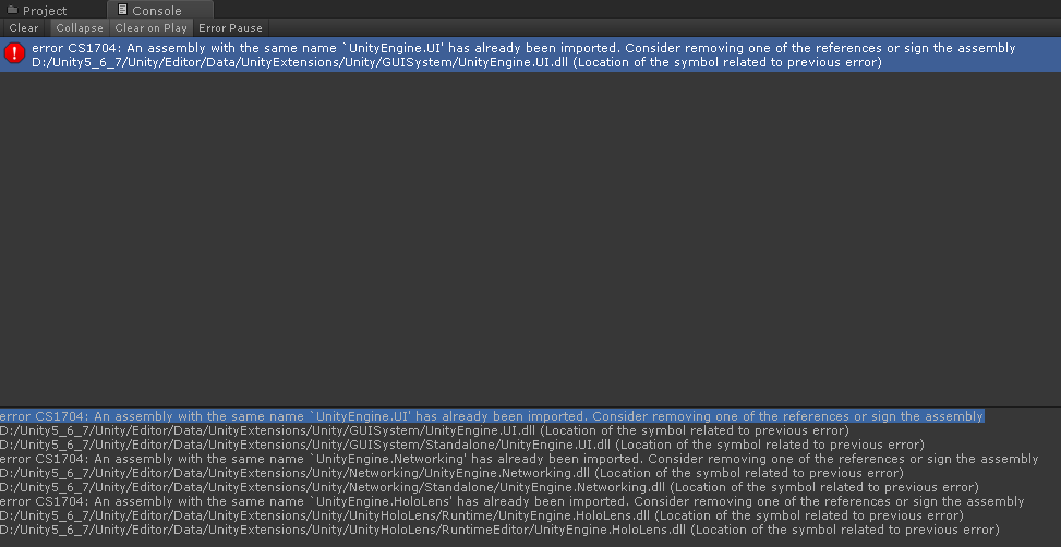 error CS1704: An assembly with the same name `UnityEngine.UI' has already be unity 迁移版本工程报错 ...