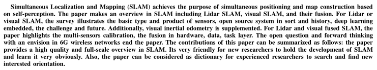 Slam综述笔记 A Survey Of Simultaneous Localization And Mapping With An Envision In 6g Wireless Networks