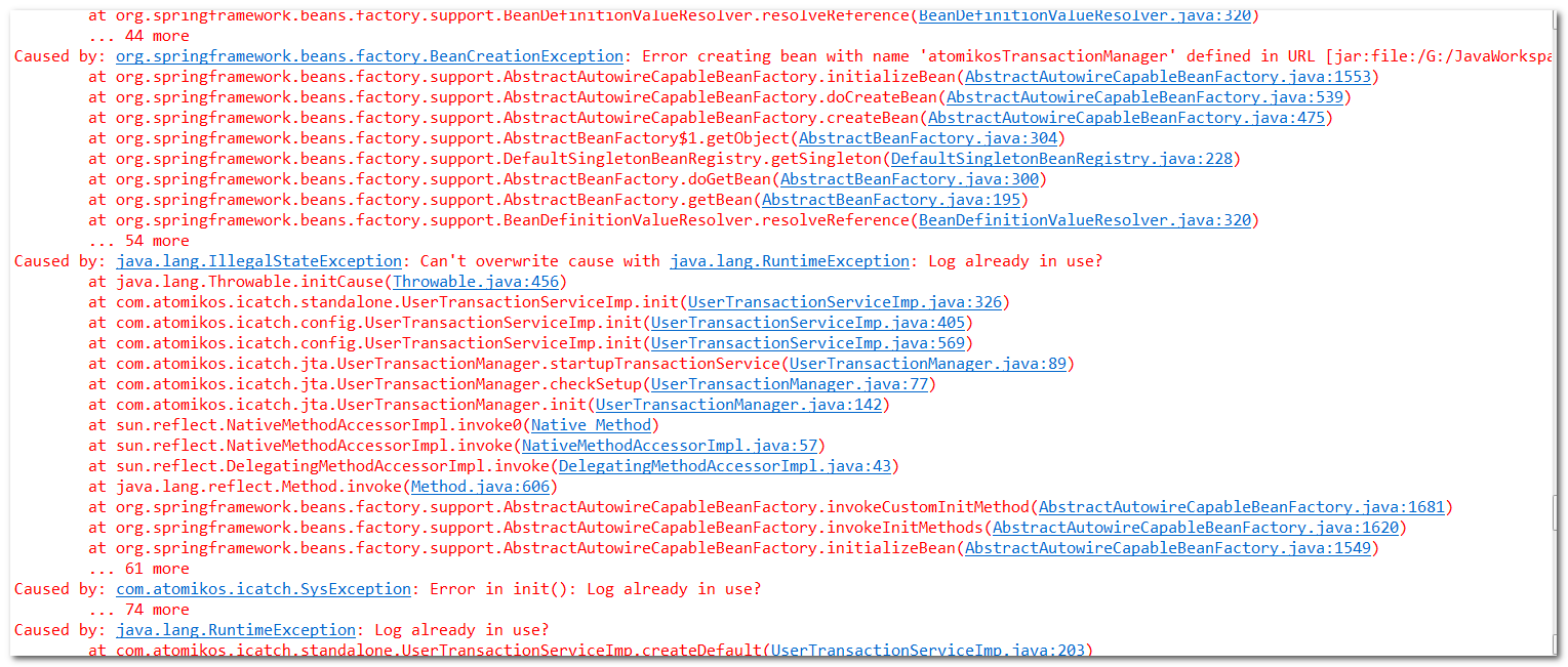 Can’t overwrite cause with java.lang.RuntimeException:Log already in use?_the specified log ...