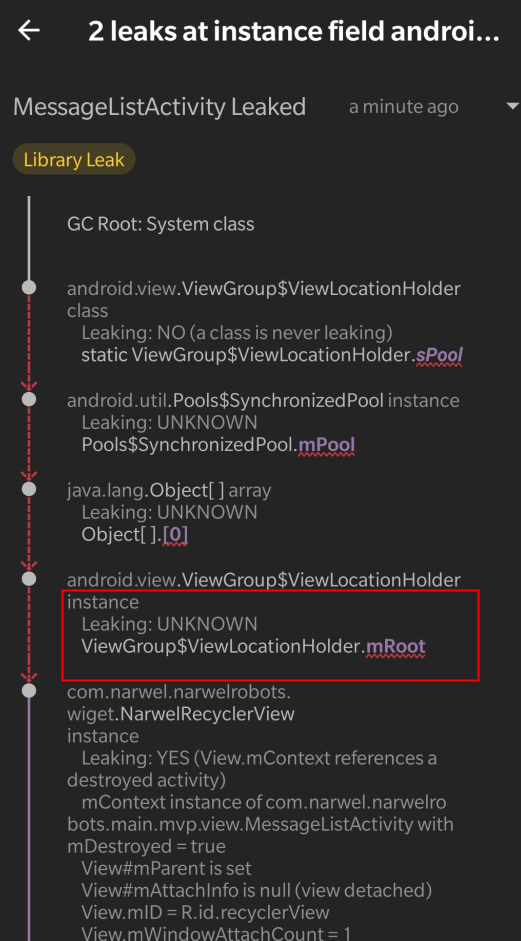 关于ViewGroup$ViewLocationHolder$mRoot的内存泄漏_关于viewgroup$viewlocationholder$mroot的内存泄漏如何解决-CSDN博客