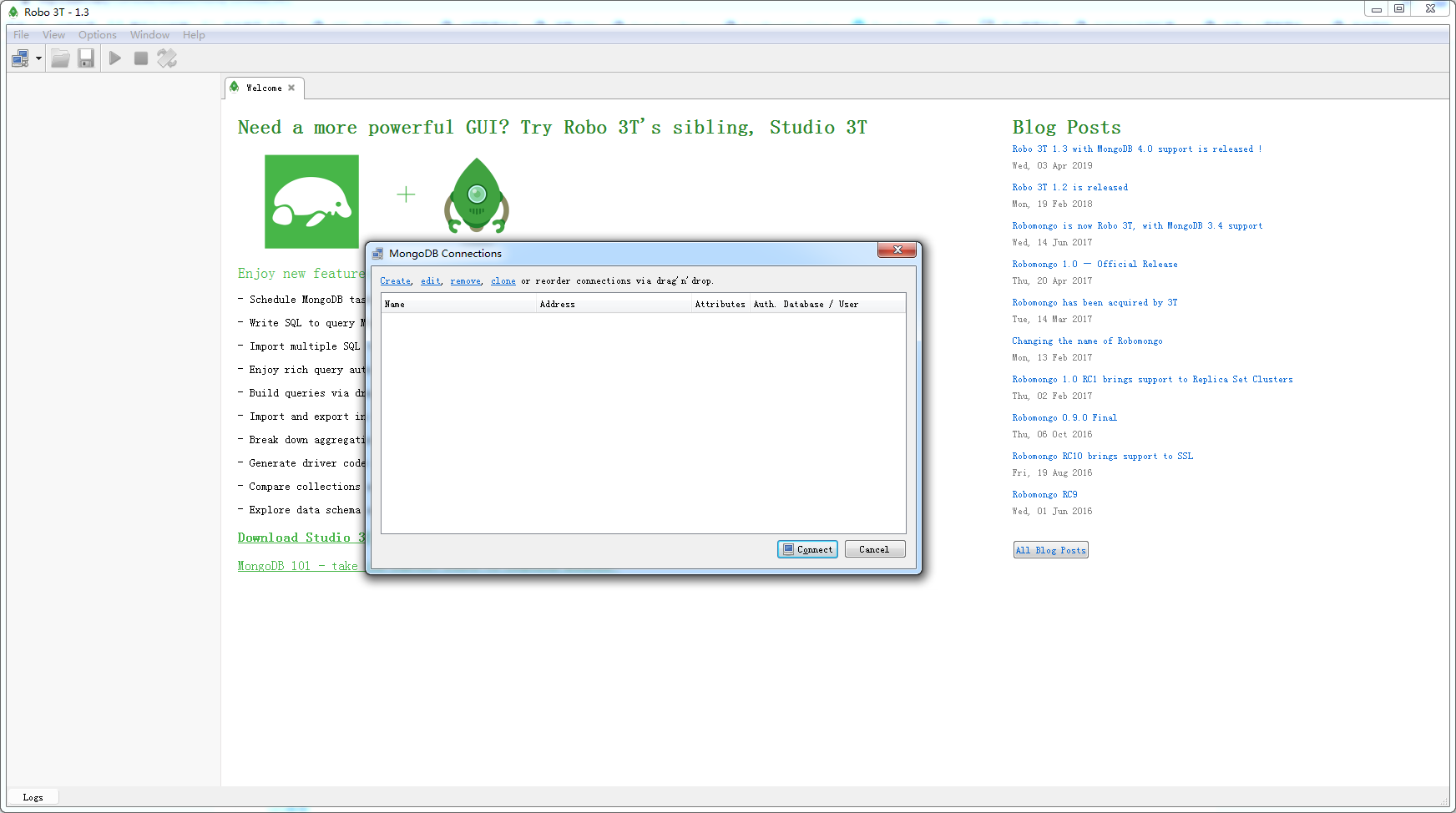 Windows系统下mongodb可视化工具Robo 3T下载安装使用_robo 3t 1.3.1-CSDN博客