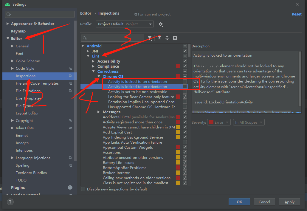 android studio 使用 android:screenOrientation="portrait"，android:screenOrientation="landscape" 报红 ...