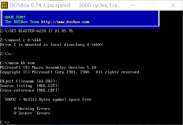 Dosbox的安装及asm文件的编译dosbox编译运行asm Csdn博客 