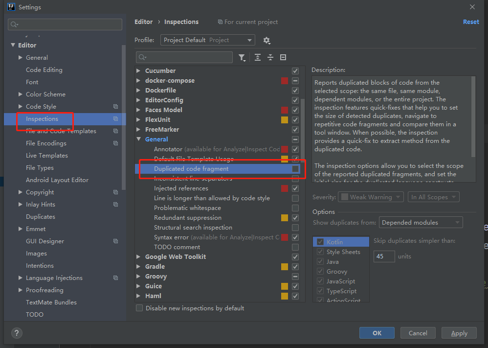 IDEA的Duplicated code fragment (14 lines long)提示如何关闭-CSDN博客