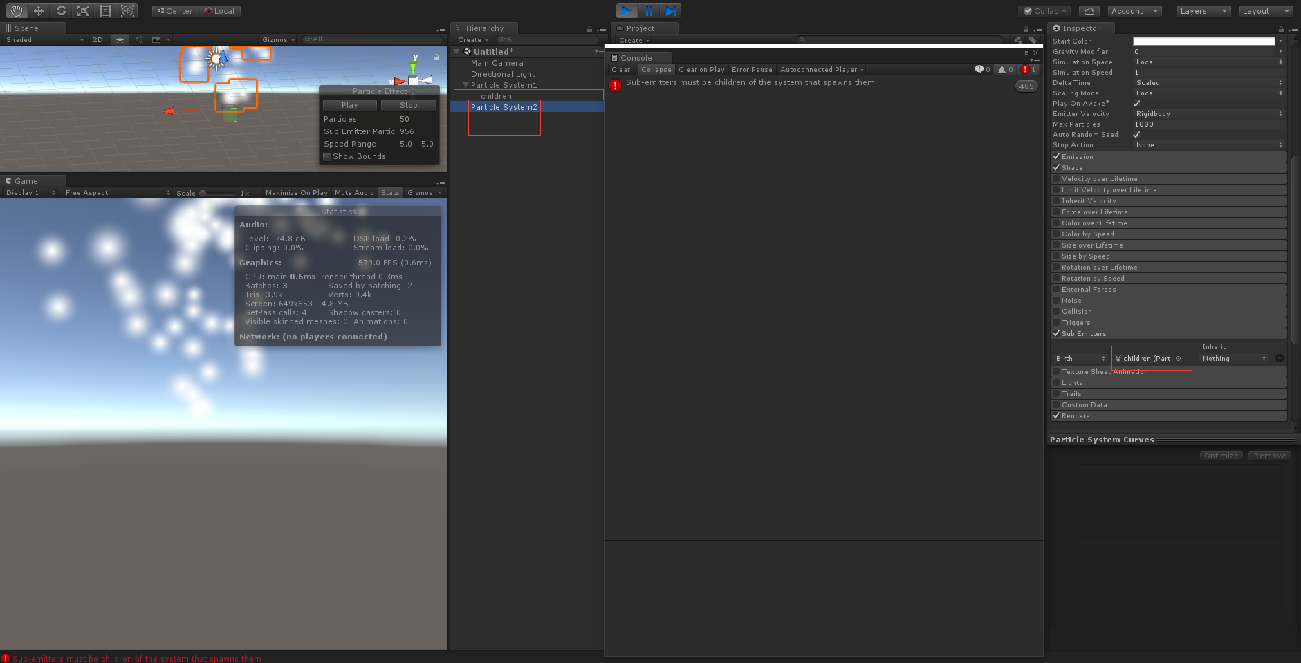 Sub-emitters must be children of the system that spawns them-CSDN博客
