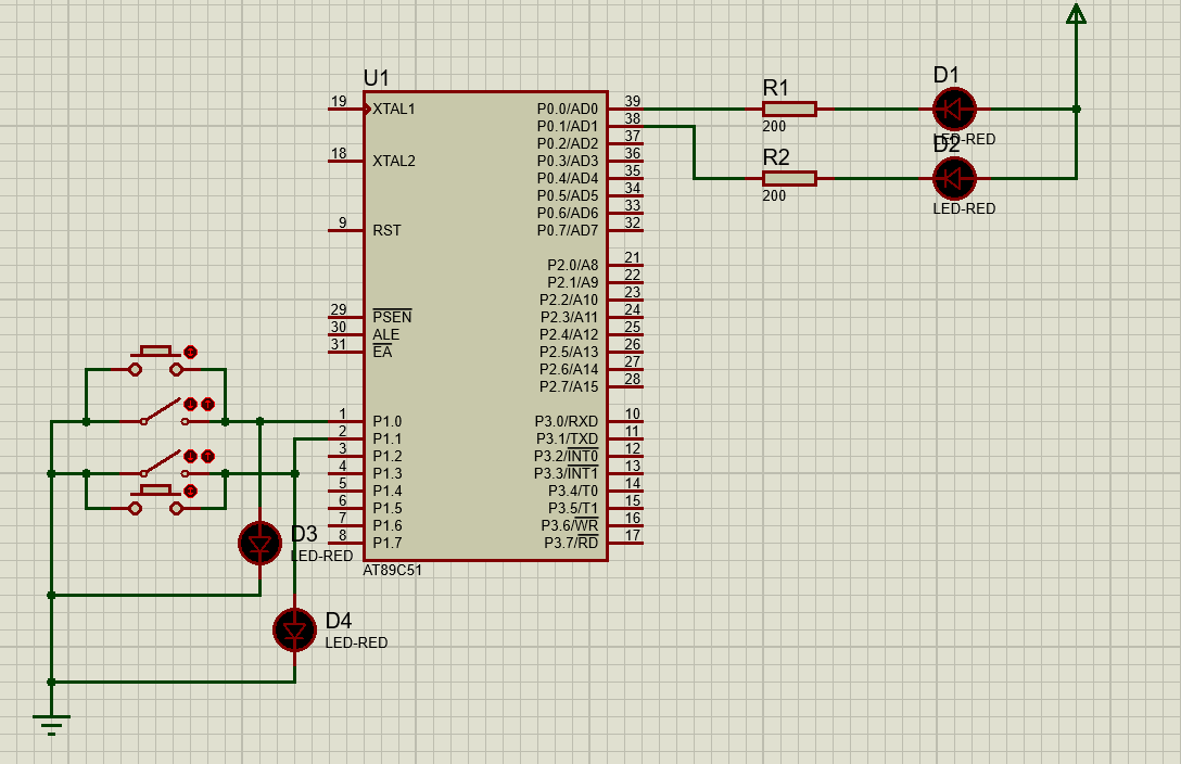 开关按钮电路设计_1电路如图所示,试编写程序,用开关s1和s2分别控 制led1和led2。开关闭合灯亮,-CSDN博客