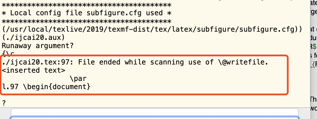 File ended while scanning use of l writefile. inserted text_tex file ended while scanning use of ...