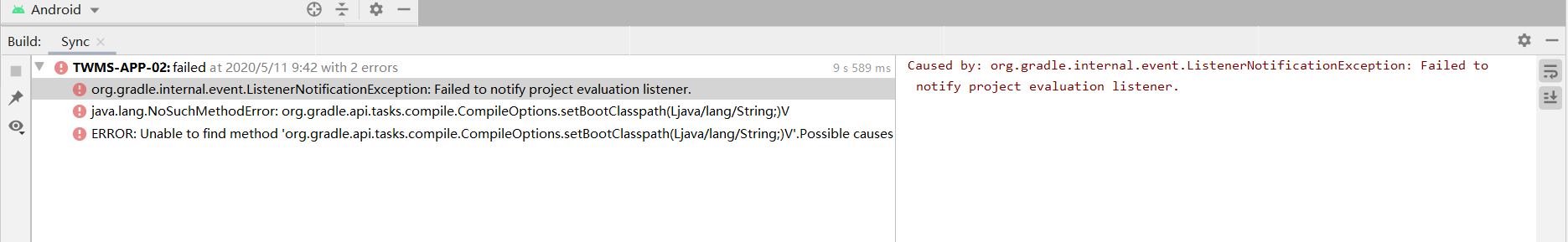 求大神解答！android studio运行项目出现的问题！_caused by: org.gradle.internal.event.listenernotif-CSDN博客