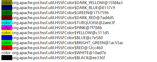 easypoi或者POI导出Excel时 IndexedColors 编码枚举值 与 颜色 对照_indexedcolors的值-CSDN博客