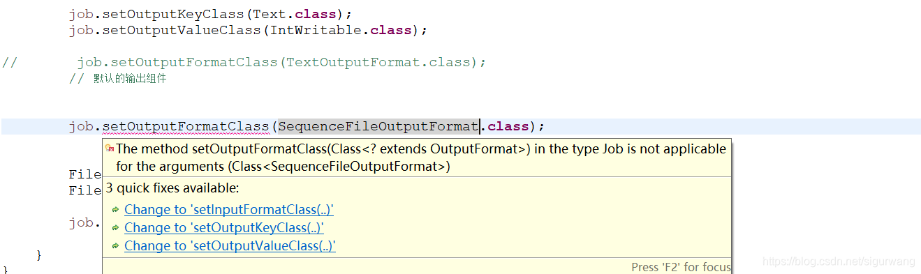 The Method Setoutputformatclass In The Type Job Is Not Applicable For The Arguments The Method
