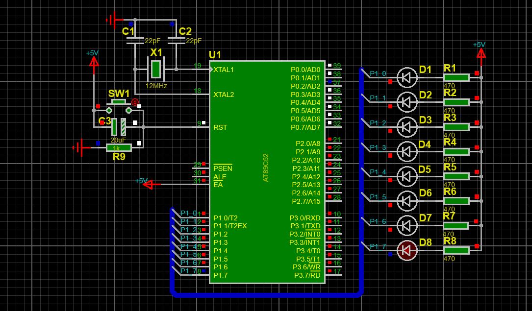 基于proteus软件仿真AT89C52的流水灯_leddirection =!leddirection;-CSDN博客