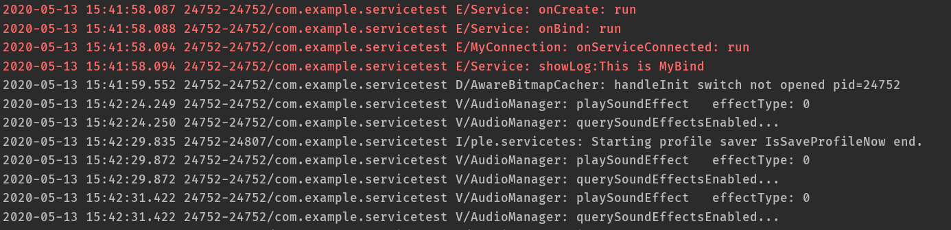 Android：Service生命周期方法与Service启动方式bindService与StartService_android studio打印startservice和 ...