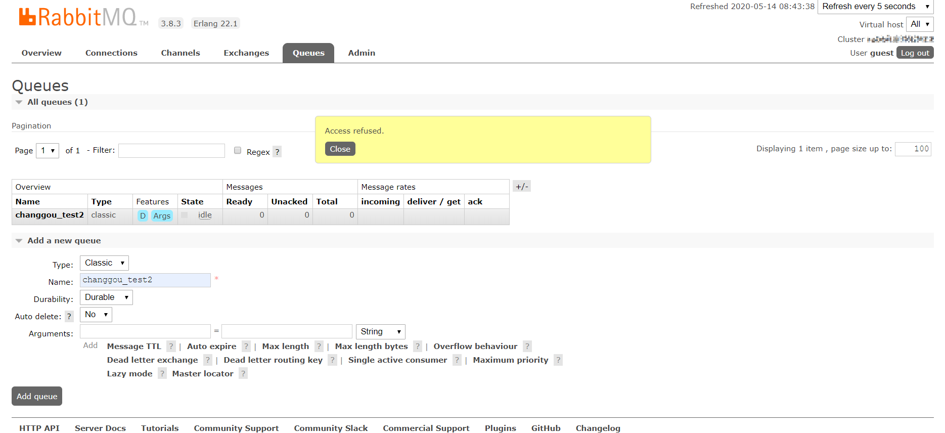 RabbitMQ web可视化中提示 Access refused（无法访问）_access refused.-CSDN博客