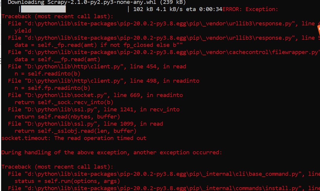 下载python第三方库超时出错（scrapy，requests）requests库下载出错 Csdn博客 