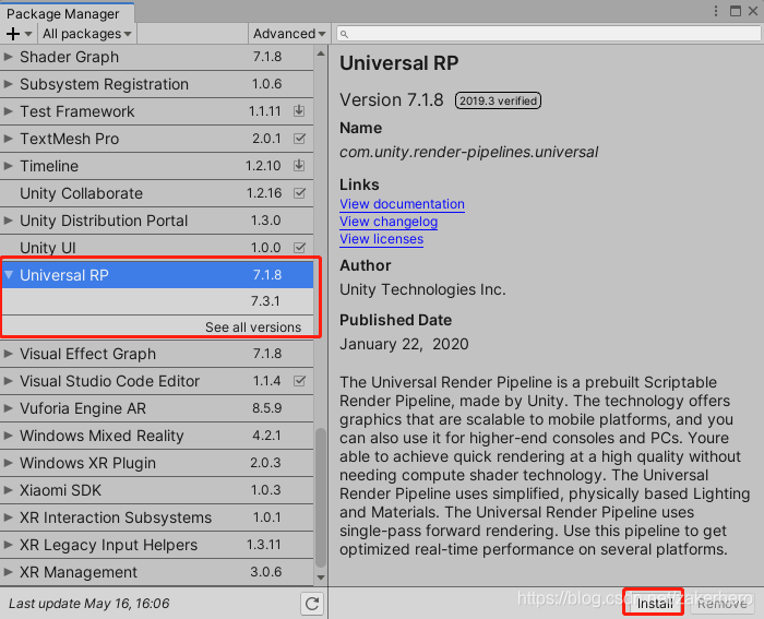 Unity的urp项目开启unity Graphics找不到 Urp Csdn博客