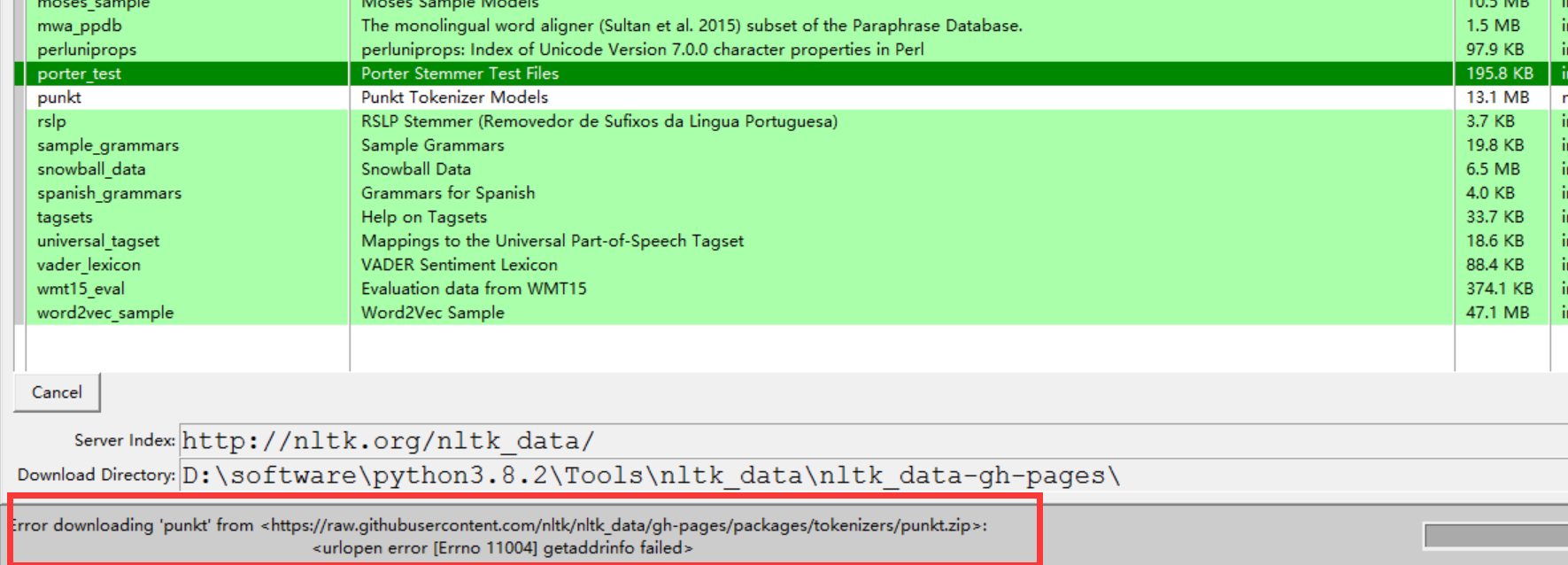 NLTK-Resource punkt not found_punkt下载getaddrinfo failed怎么解决-CSDN博客