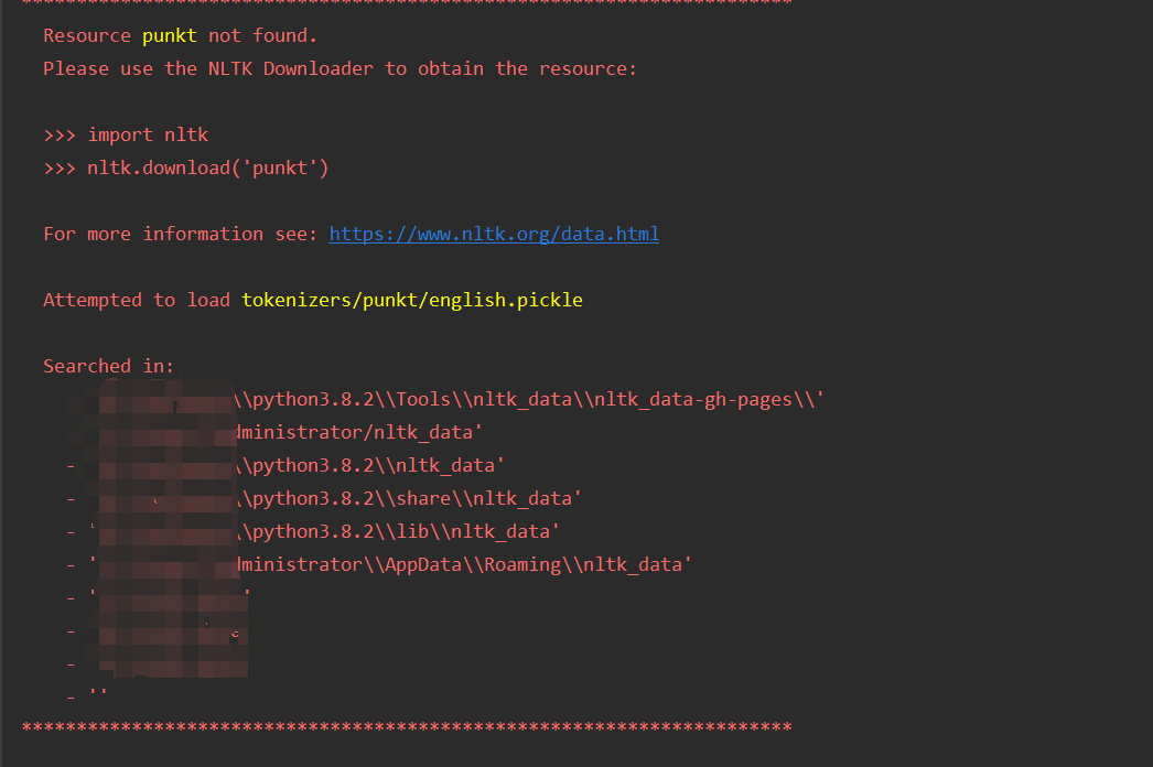 NLTK-Resource punkt not found_punkt下载getaddrinfo failed怎么解决-CSDN博客