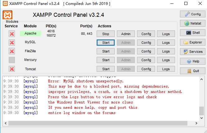 xampp下数据库mysql启动不了的解决办法_刚下载xampp mysql权限-CSDN博客