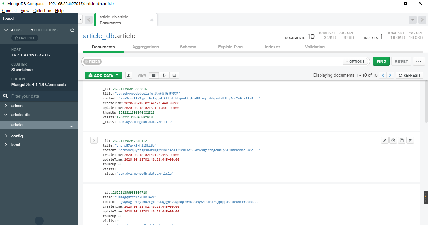 SpringBoot 整合mongoDB实现文章存储_文章寸存在mongodb-CSDN博客