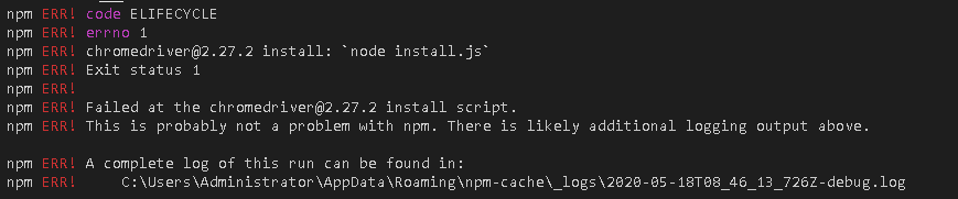 npm install时报错无法安装chromedriver的解决方法_npm err! chromedriver@2.27.2 install: `node instal-CSDN博客