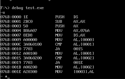汇编语言实验(第一次)debug调试及基本指令使用_debug中-u的使用大全-CSDN博客