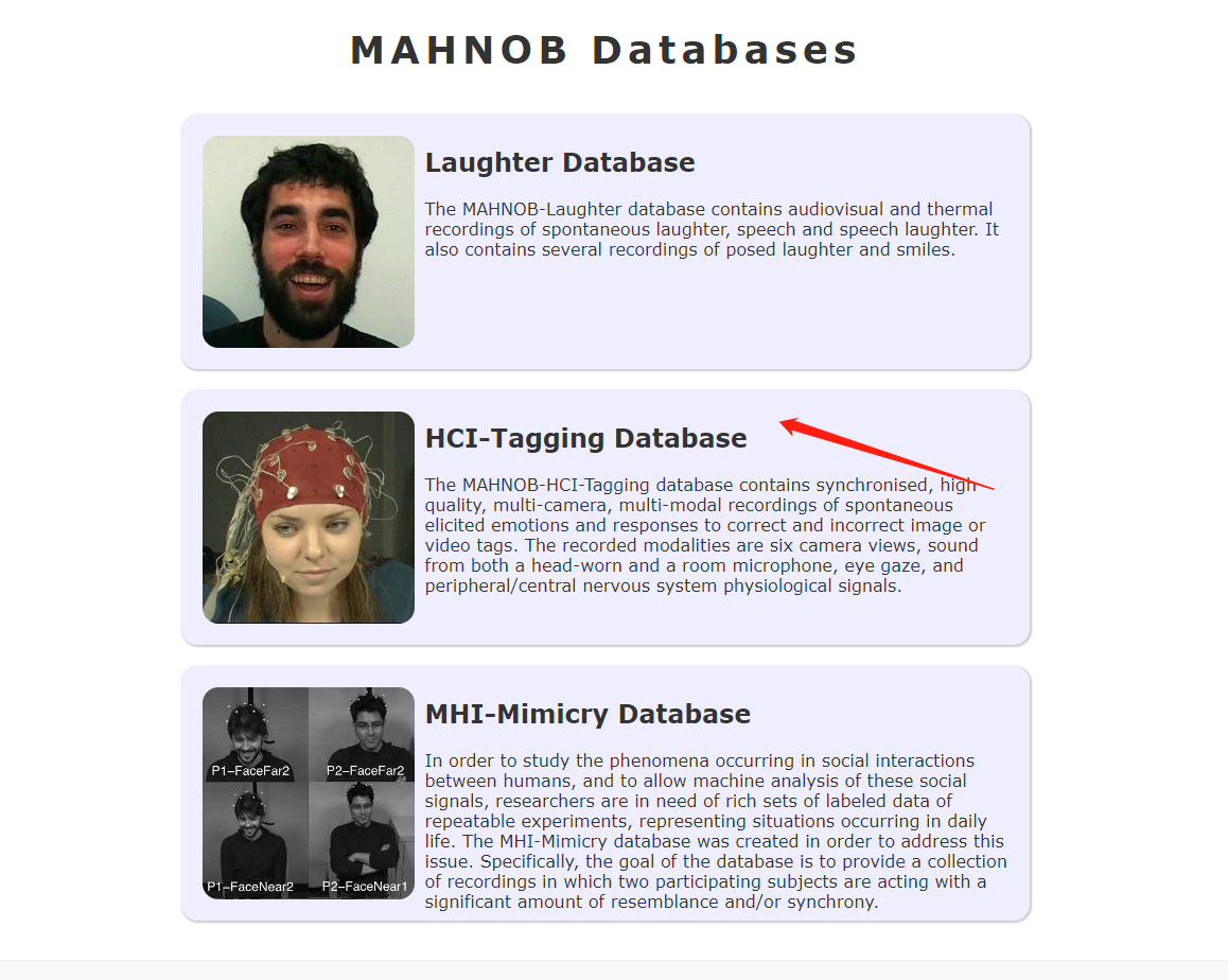 MAHNOB Databases 之 HCI-Tagging Databases 介绍_mahnob-hci数据集-CSDN博客