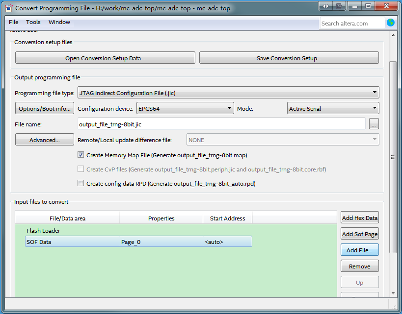 通过JTAG配置EPCS64芯片方法(将Quartus SOF转换JIC)_epcs64 life-CSDN博客