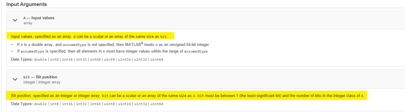 关于matlab中bitget函数使用规则的一次小探索_错误使用 bitget 各个输入的大小必须相同。-CSDN博客