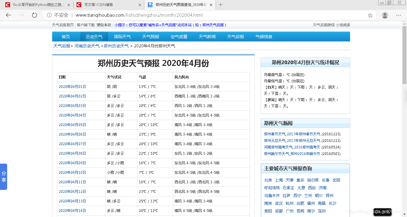 Python实战 爬取天气信息并数据可视化温度分布可视化ptython Csdn博客 3505