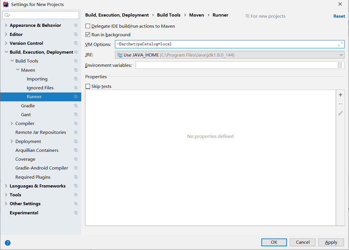 Solution: No archetype found in remote catalog. Defaulting to internal ...