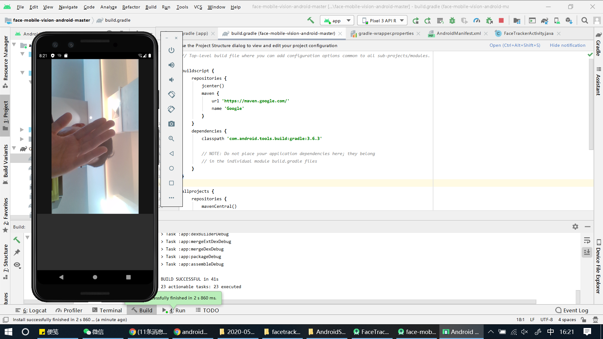 Android face detection development-Unable to determine application id: com.android.tools.idea ...