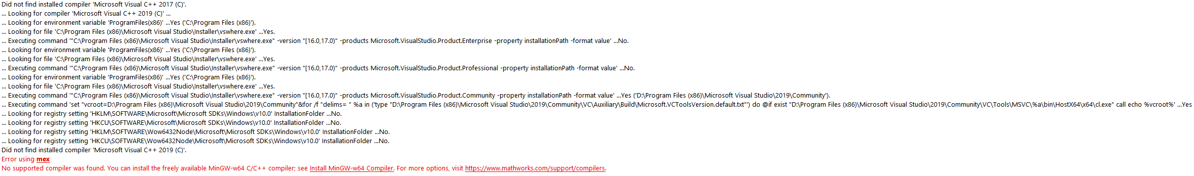 Matlab2019a/b使用MEX命令将Visual Studio 2019设置为编译器_mex 配置为使用vc++2019-CSDN博客