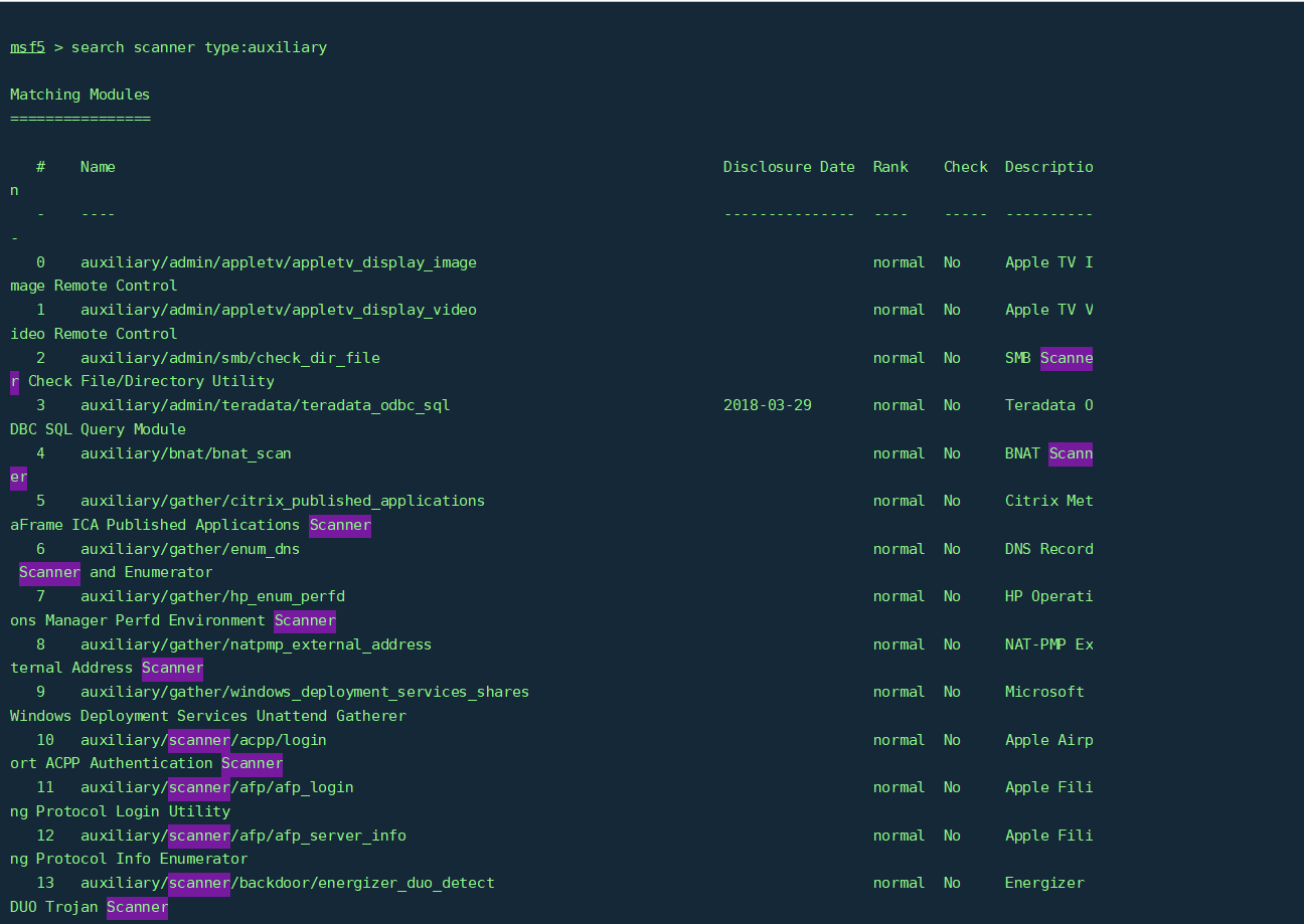 MSF 基本使用之信息收集_search scanner type:auxiliary-CSDN博客