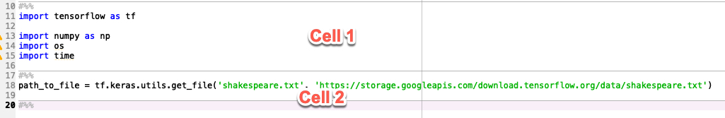 Jupyter against the target Spyder code block: #%% split cell ...